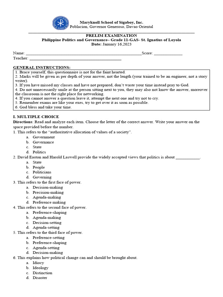 PolGov 12 Prelim | PDF | Nation | Liberalism