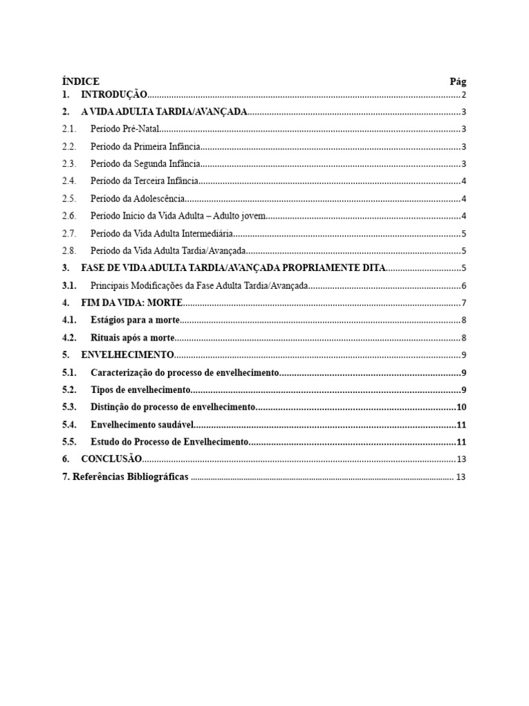 A Vida Adulta Tardia - Trabalho Facul | PDF | Envelhecimento | Morte