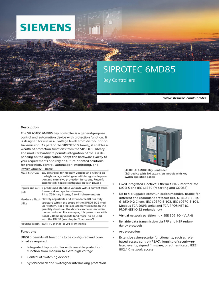 Siprotec 6md85 Profile | PDF | Computer Networking | Computer Science