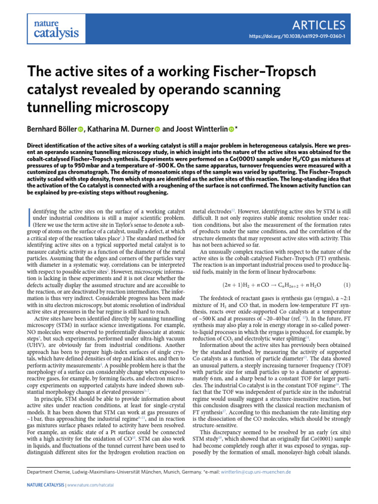 The Active Sites of A Working Fischer-Tropsch Catalyst Revealed by ...