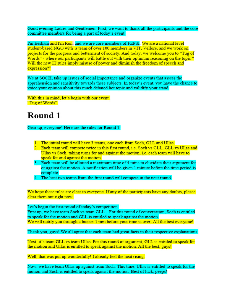 Tug of Words | PDF | Question