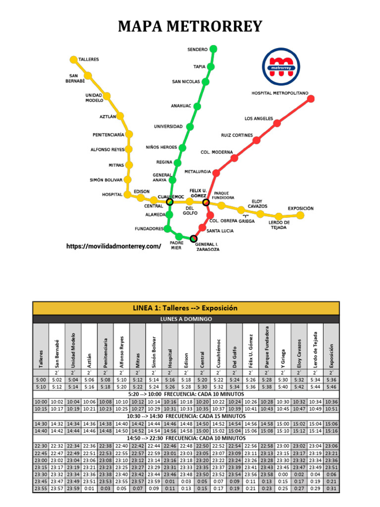 METRORREY Mapa Horariospdf | PDF