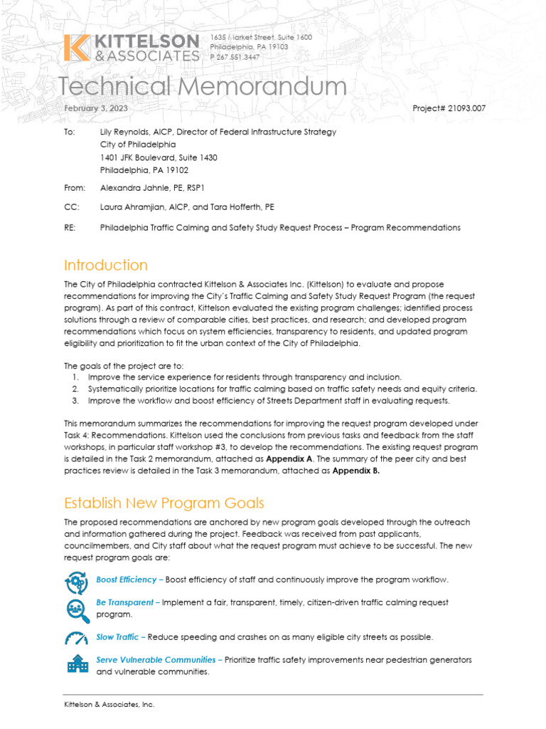 21093.007 WO7 TrafficCalmingProgram Task4 FinalMemo 2023-02-03 | PDF ...