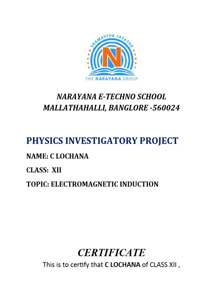 Physics Project Class 12 | PDF | Electromagnetic Induction | Magnetic Field
