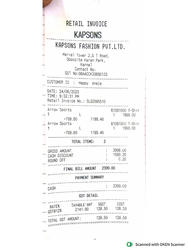 Kapsons Invoice | PDF