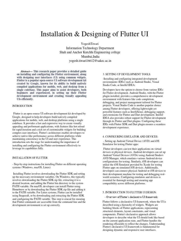 FLUTTER | PDF | Integrated Development Environment | Android (Operating ... FLUTTER | PDF | Integrated Development Environment | Android (Operating ...