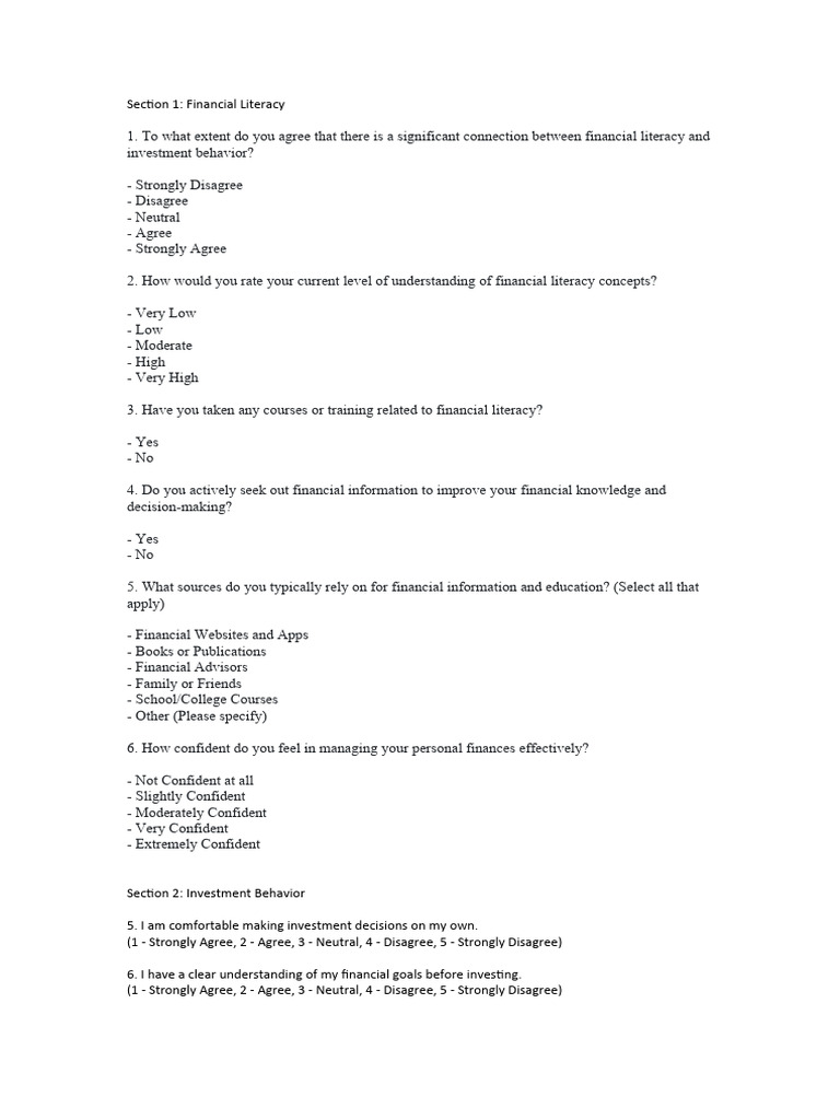 Section 1 | PDF | Financial Literacy | Literacy