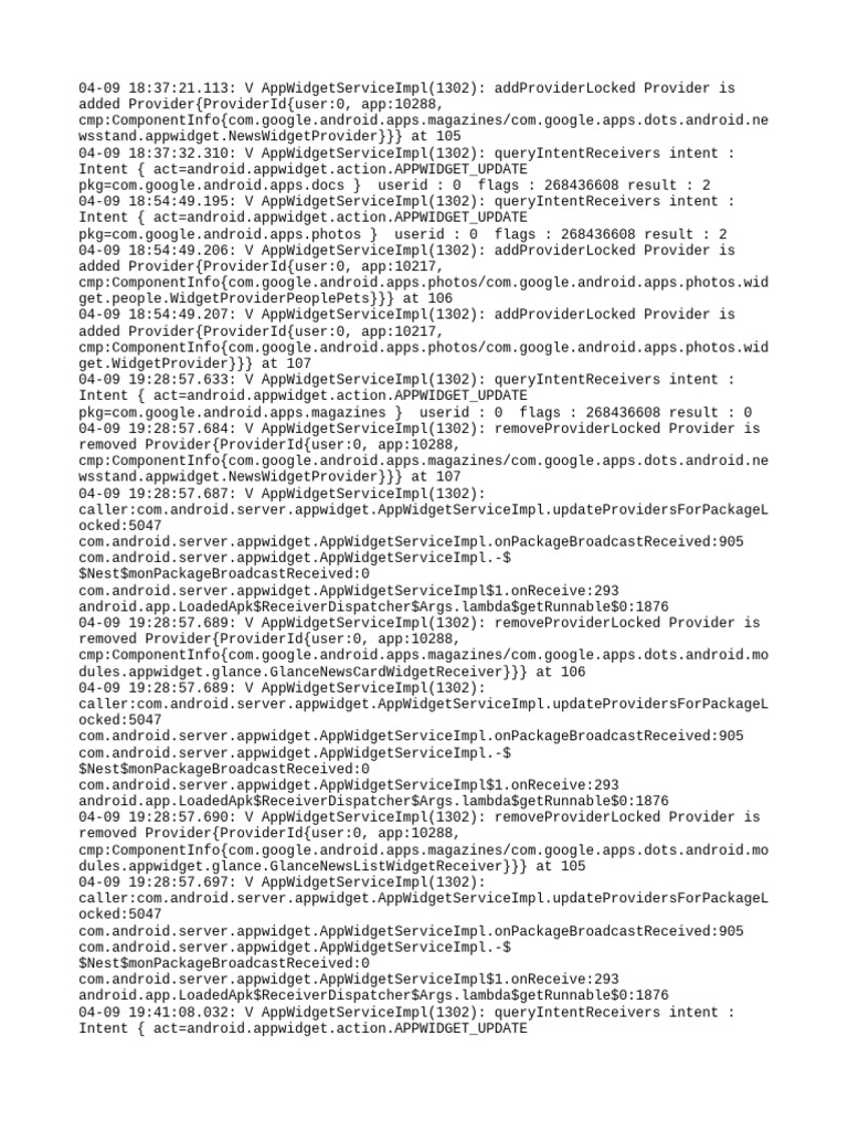 Appwidget History Log1 | PDF | System Software | Tablet Computer