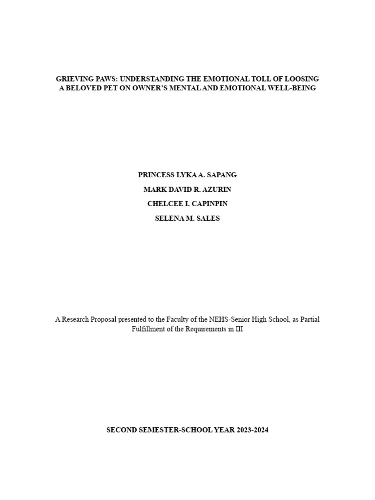 III Research Proposal Draft | PDF | Grief | Pet