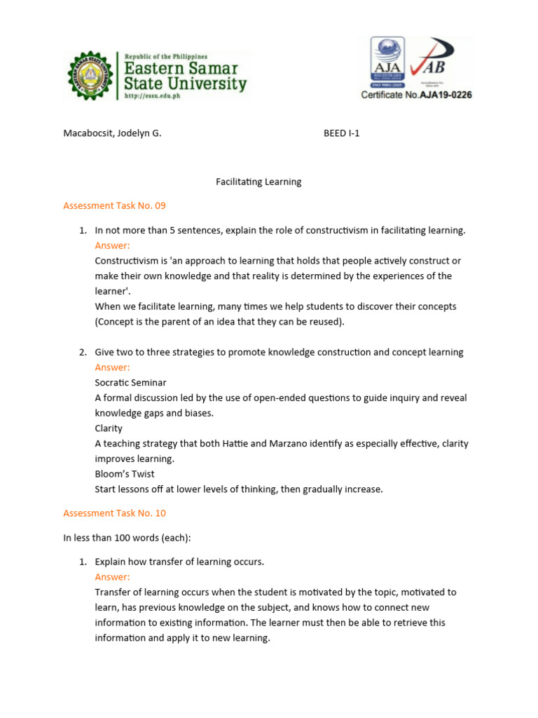 Facilitating Learning | PDF | Creativity | Learning