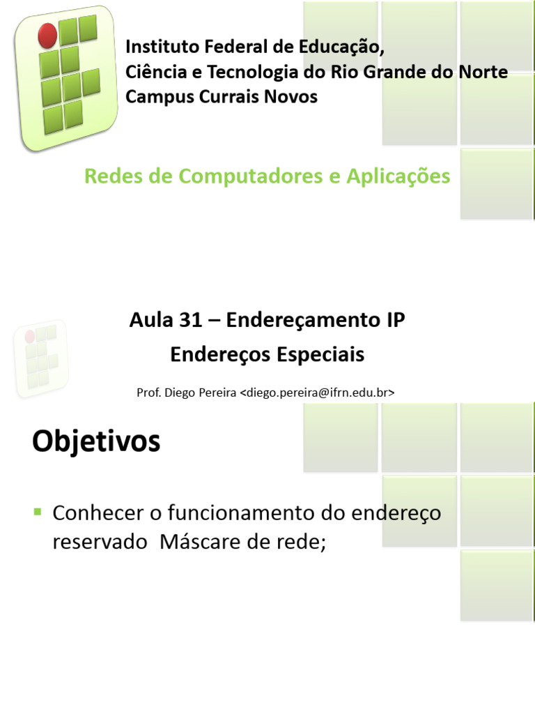 Aula31 - Enderecos IP-Mascara de Rede | PDF Aula31 - Enderecos IP-Mascara de Rede | PDF