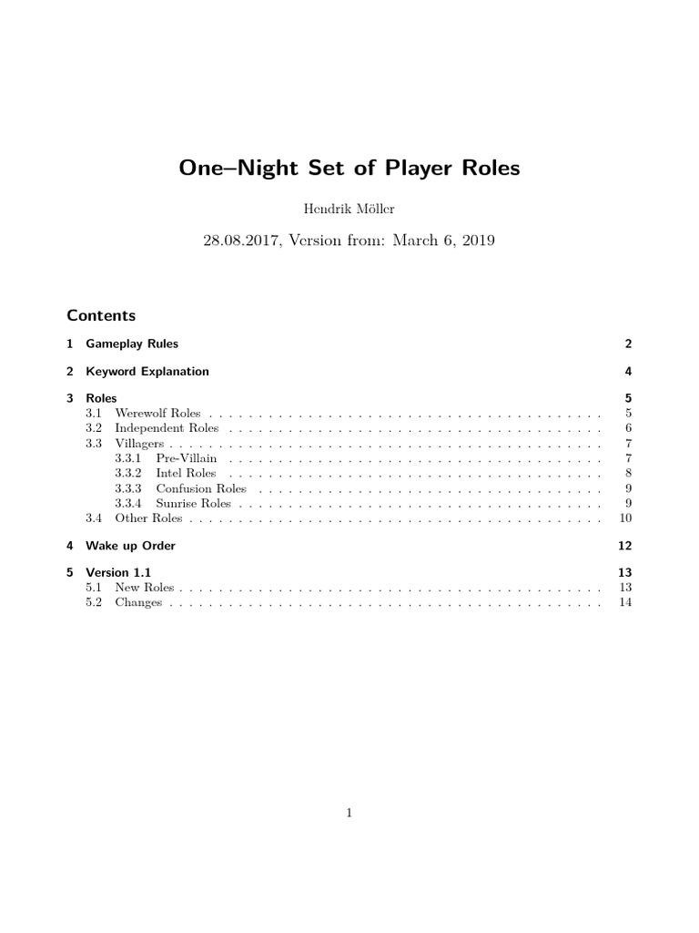 One_Night_Roles | PDF | Werewolves
