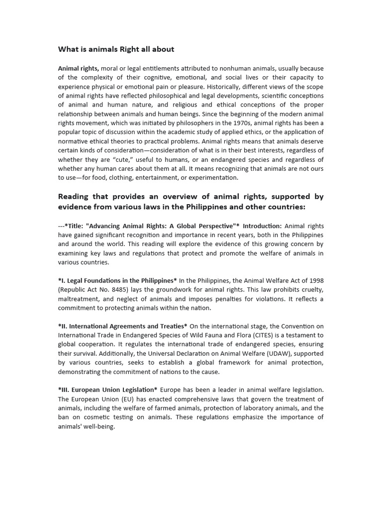 What Is Animals Right All About | PDF | Animal Welfare | Animal Rights