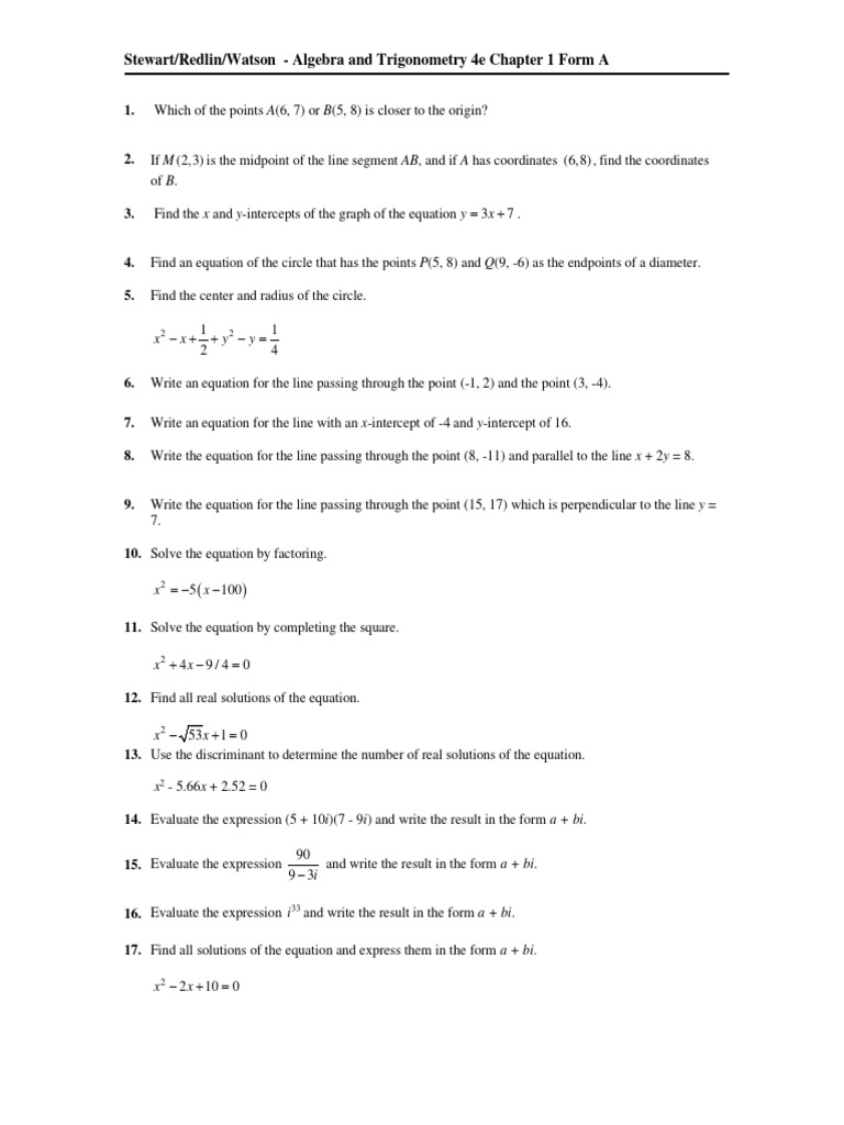 AT-4e Chapter 1 Forms | PDF | Equations | Inequality (Mathematics)