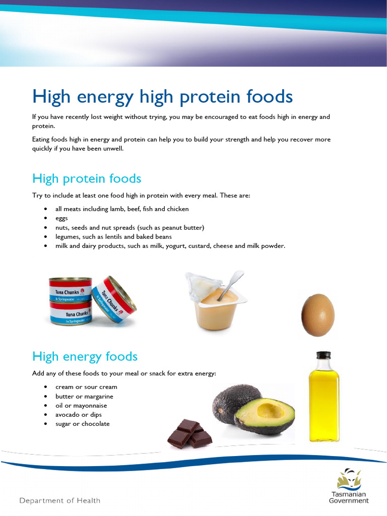 High Energy High Protein Food Guide | PDF | Yogurt | Foods