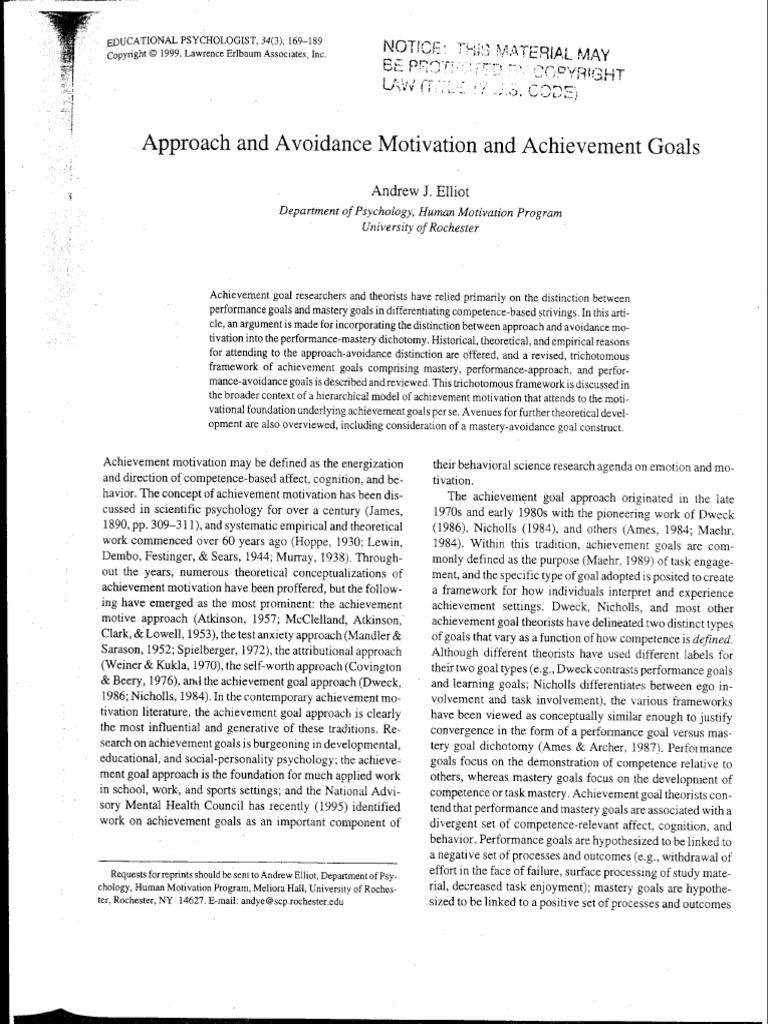 Approach and Avoidance Motivation and Ac | PDF