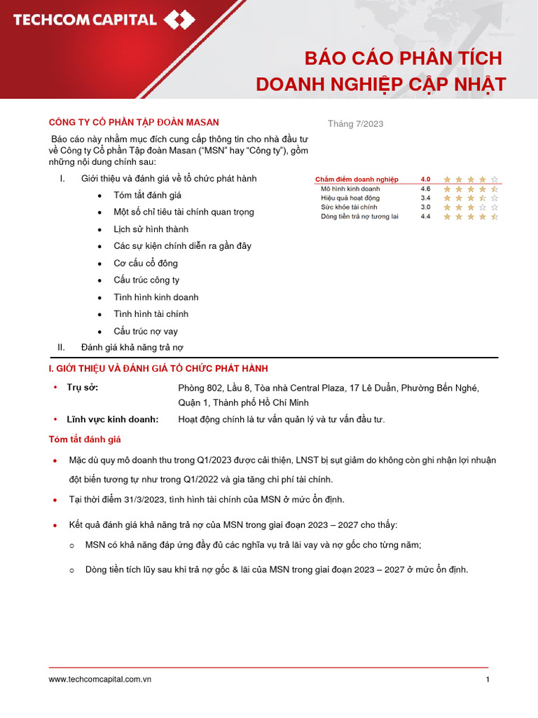 MSN - Bao Cao Phan Tich TCPH - 2023 07 TCC | PDF