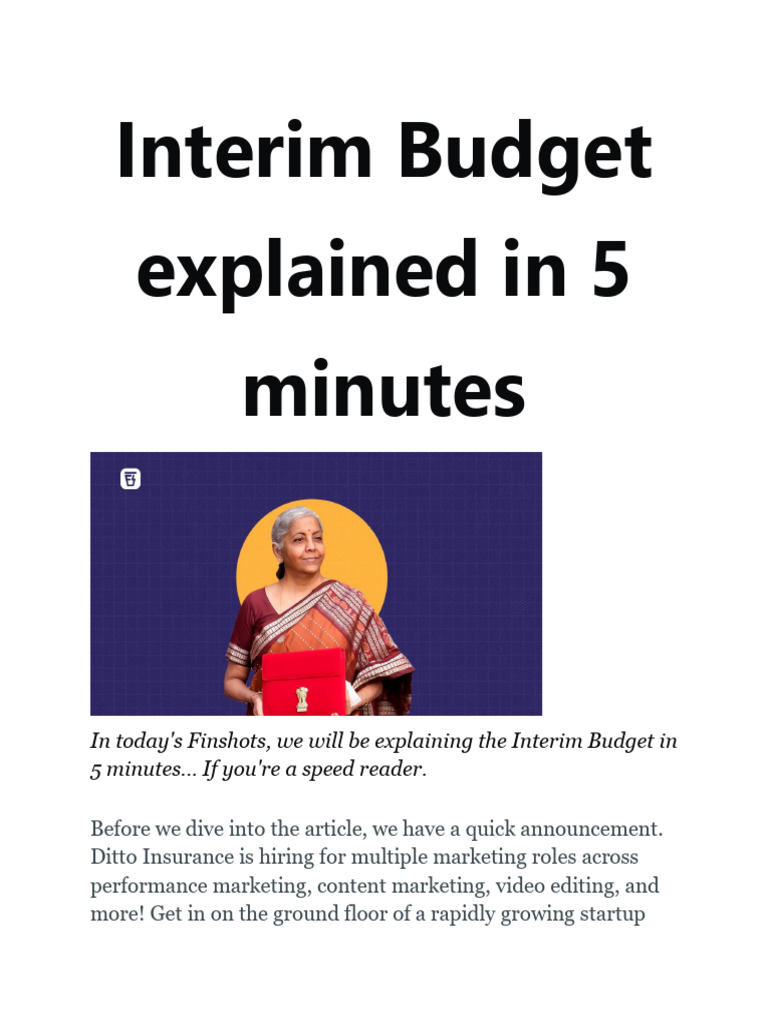 Interim Budget 2024 Highlights | PDF | Finance & Money Management