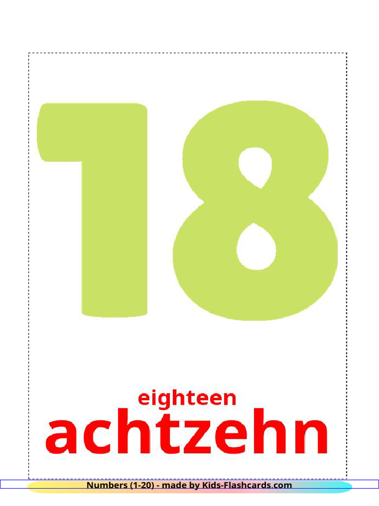 Numbers 1 20 1 A4 Pdf