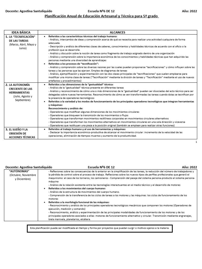 Planif Anual 5° 2022 | PDF