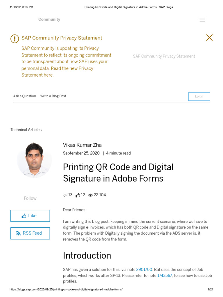 Printing QR Code and Digital Signature in Adobe Forms - SAP Blogs | PDF | Computing | Computer ...