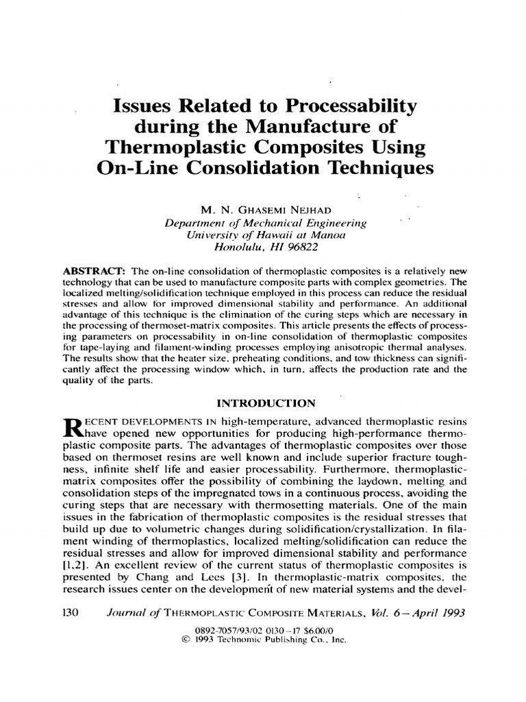 Ghasemi Nejhad 1993 Issues Related To Processability During The ... Ghasemi Nejhad 1993 Issues Related To Processability During The ...