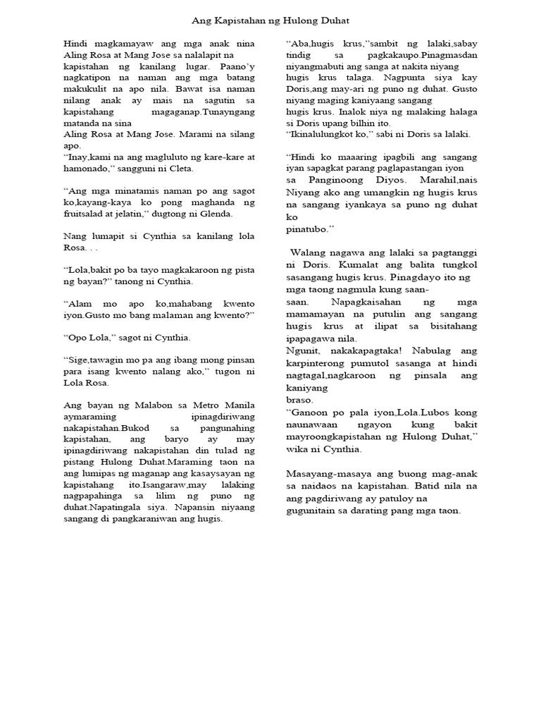 Ang Kapistahan NG Hulong Duhat | PDF