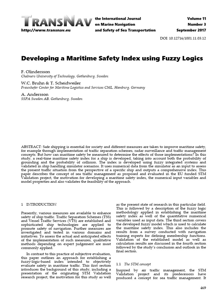 Developing A Maritime Safety Index Using Fuzzy Logics | PDF | Fuzzy Logic Developing A Maritime Safety Index Using Fuzzy Logics | PDF | Fuzzy Logic