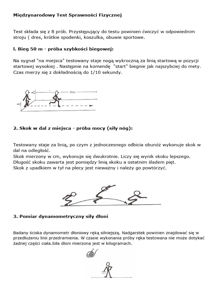 Międzynarodowy Test Sprawności Fizycznej | PDF