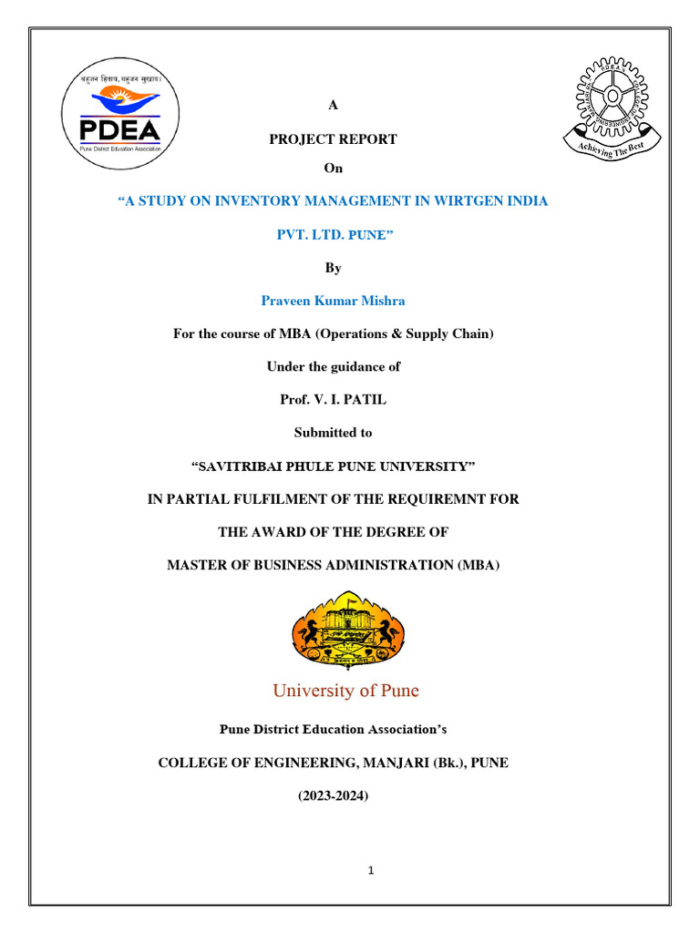 Project On Inventory Management - Praveen | PDF | Inventory | Supply ...