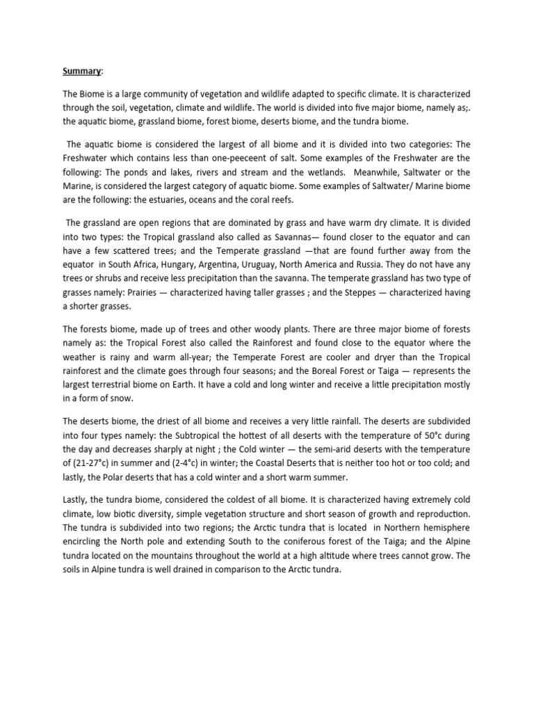 Summary-WPS Office | PDF | Grassland | Forests