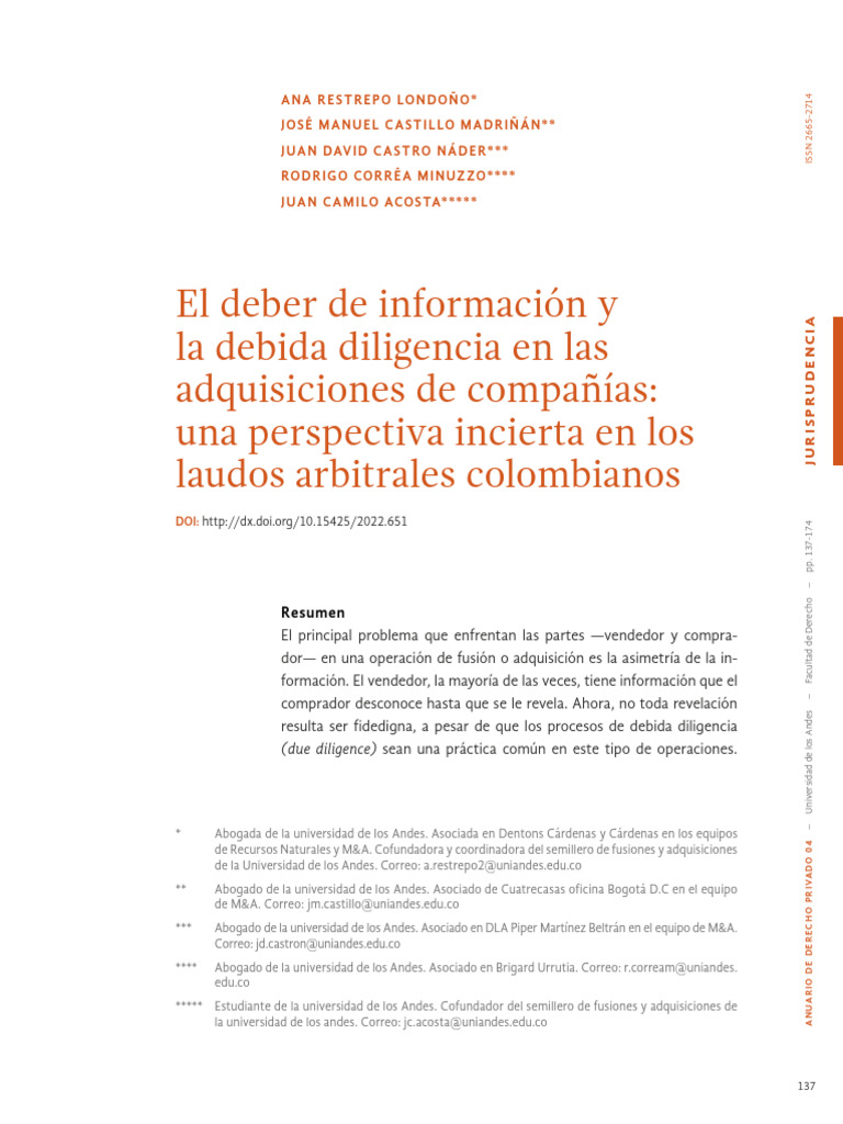 Analisis de La Debida Diligencia en Los Fallos Arbitrales - U. de Los Andes | PDF | Ley común ...