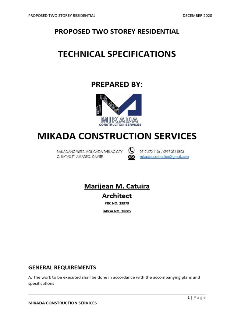 Technical Specifications | Download Free PDF | Concrete | Plumbing