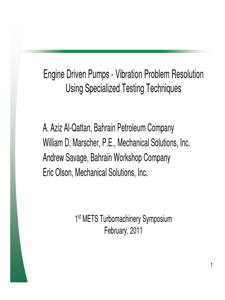 Engine Driven Pumps - Vibration Problem Resolution | Download Free PDF | Classical Mechanics ...