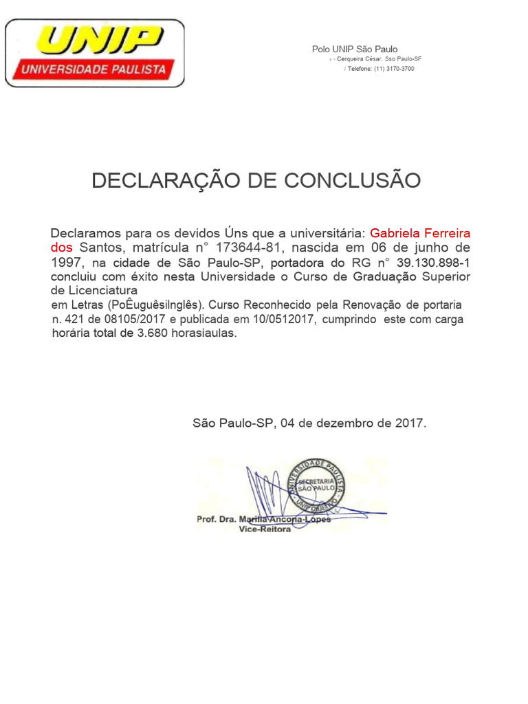 Certificados UNIP | PDF