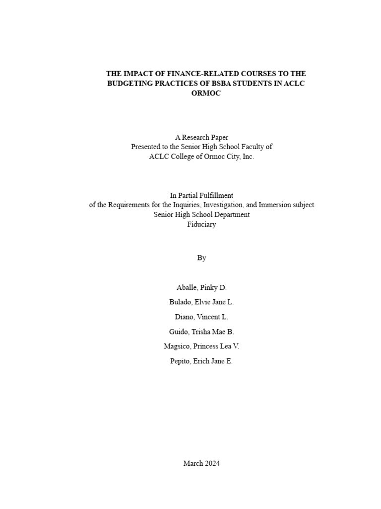 Research Proposal-Group 1 - March7 | PDF | Financial Literacy | Methodology