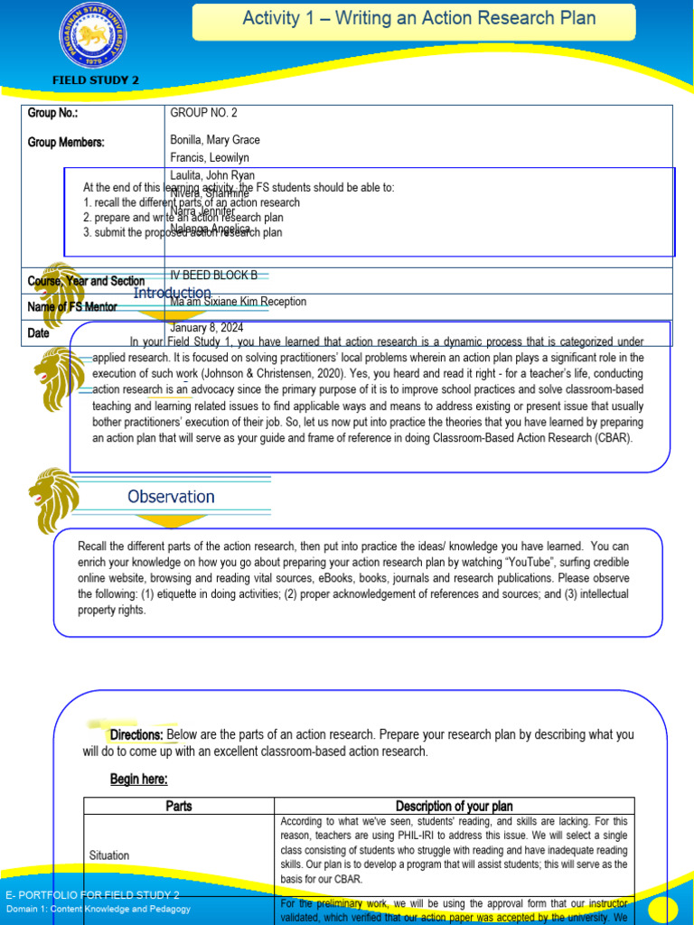 FS 2 Activity 1 | PDF | Action Research | Data