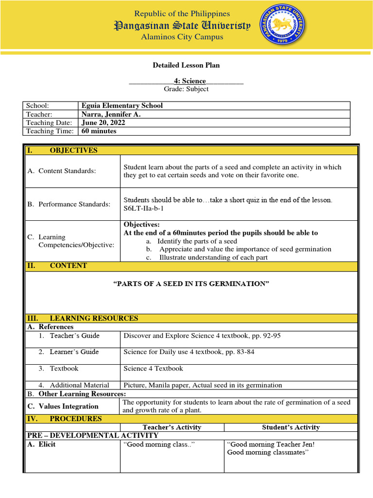 7es DLP TEMPLATE ScienceDemo JenniferNarra | PDF | Seed | Horticultural ...