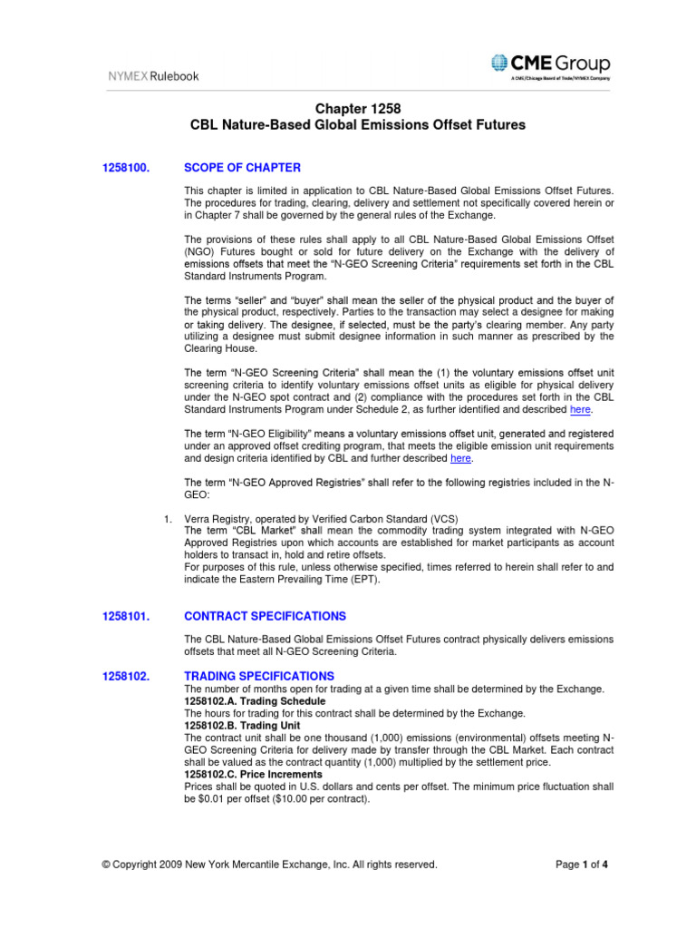 CBL Nature-Based Global Emissions Offset Futures | PDF | Futures ...