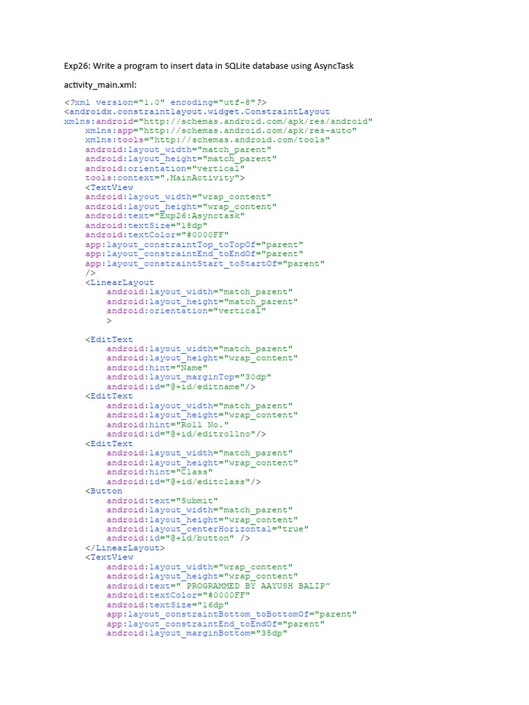 26 Aayush | PDF | Android (Operating System) | Databases