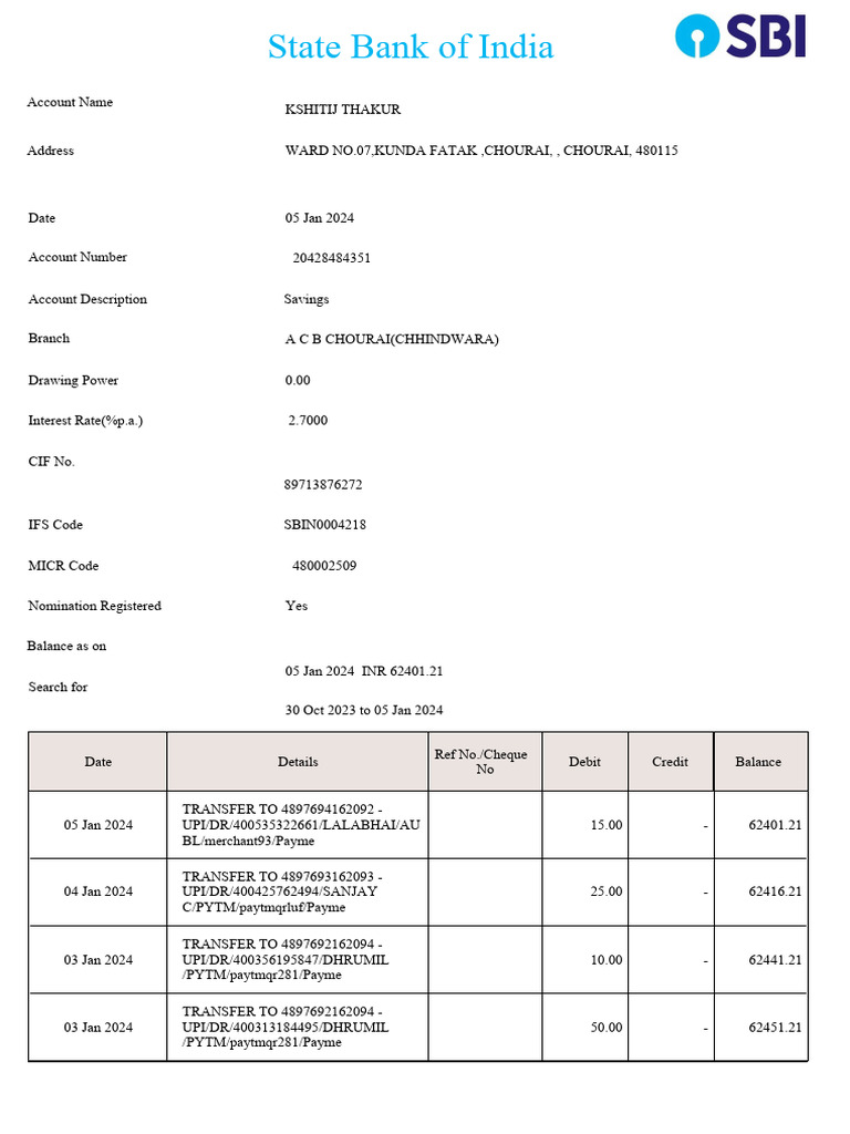 Statement | PDF | Debits And Credits | Cheque