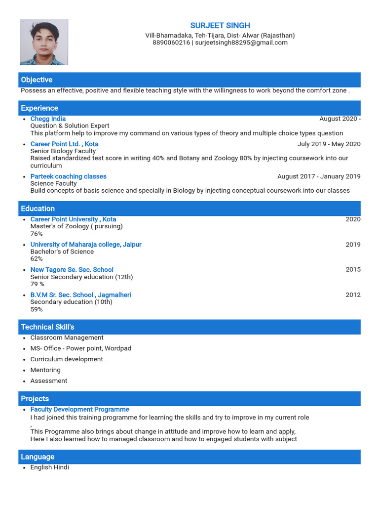 Objective: Surjeet Singh | PDF | Curriculum | Science