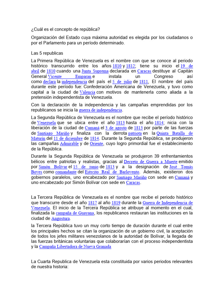 Cuál Es El Concepto de República | PDF | Venezuela | Gobierno
