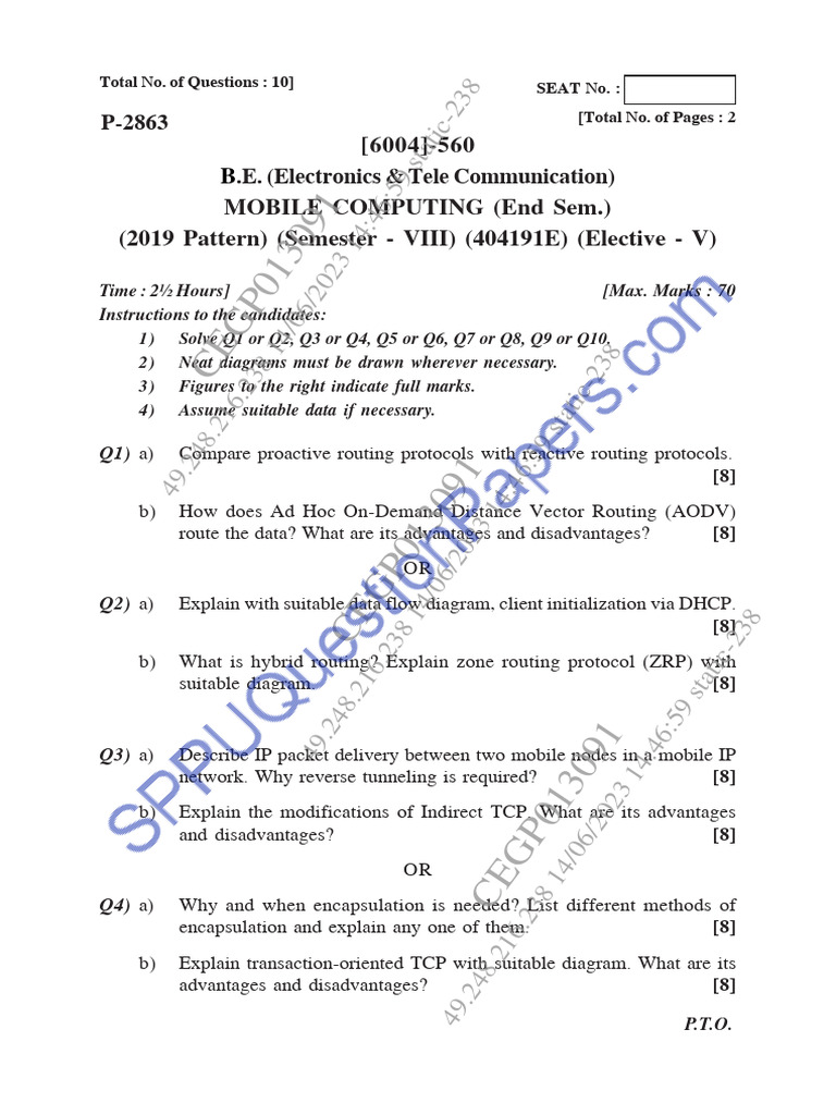 Be Electronics And Telecommunication Engineering Semester 8 2023 May