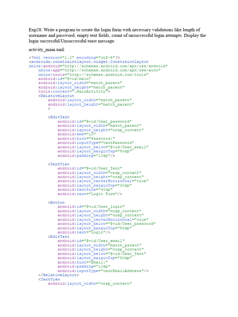 Exp28 | PDF | Android (Operating System) | Login