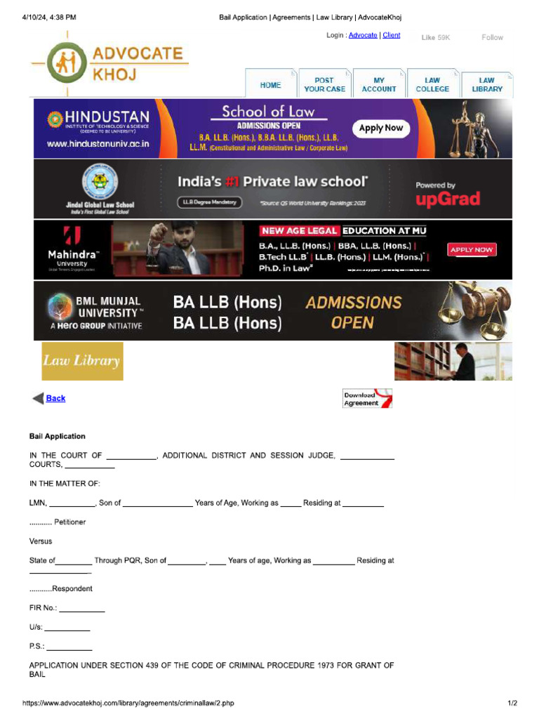 Bail Application Model | PDF