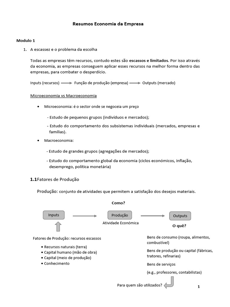 Resumos Economia Da Empresa | PDF | Economia | Demanda