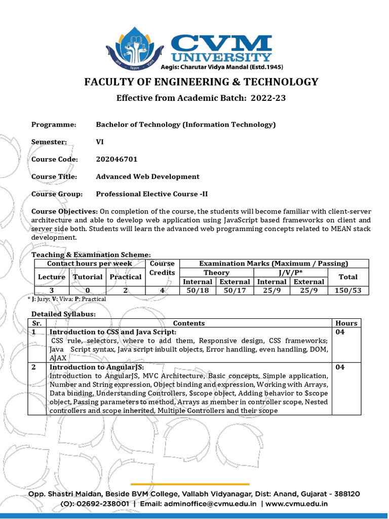 202046701 Advanced Web Development | PDF | Angular Js | World Wide Web