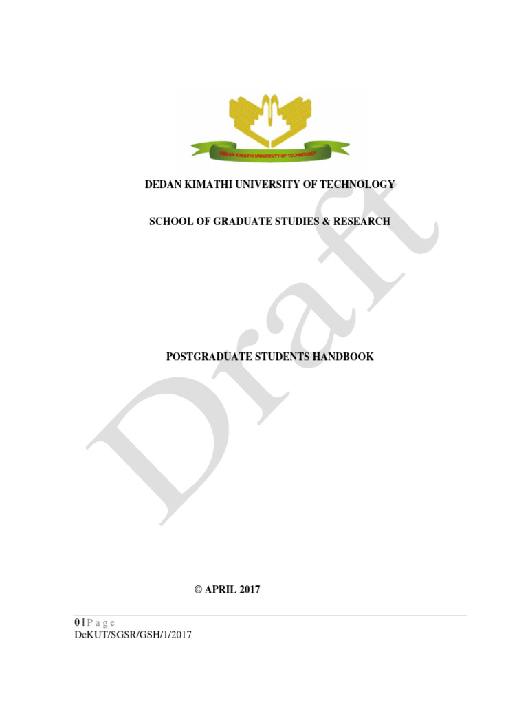 DeKUT - Graduate Student Hand Book - April 2017 | PDF | Thesis | Academic Degree