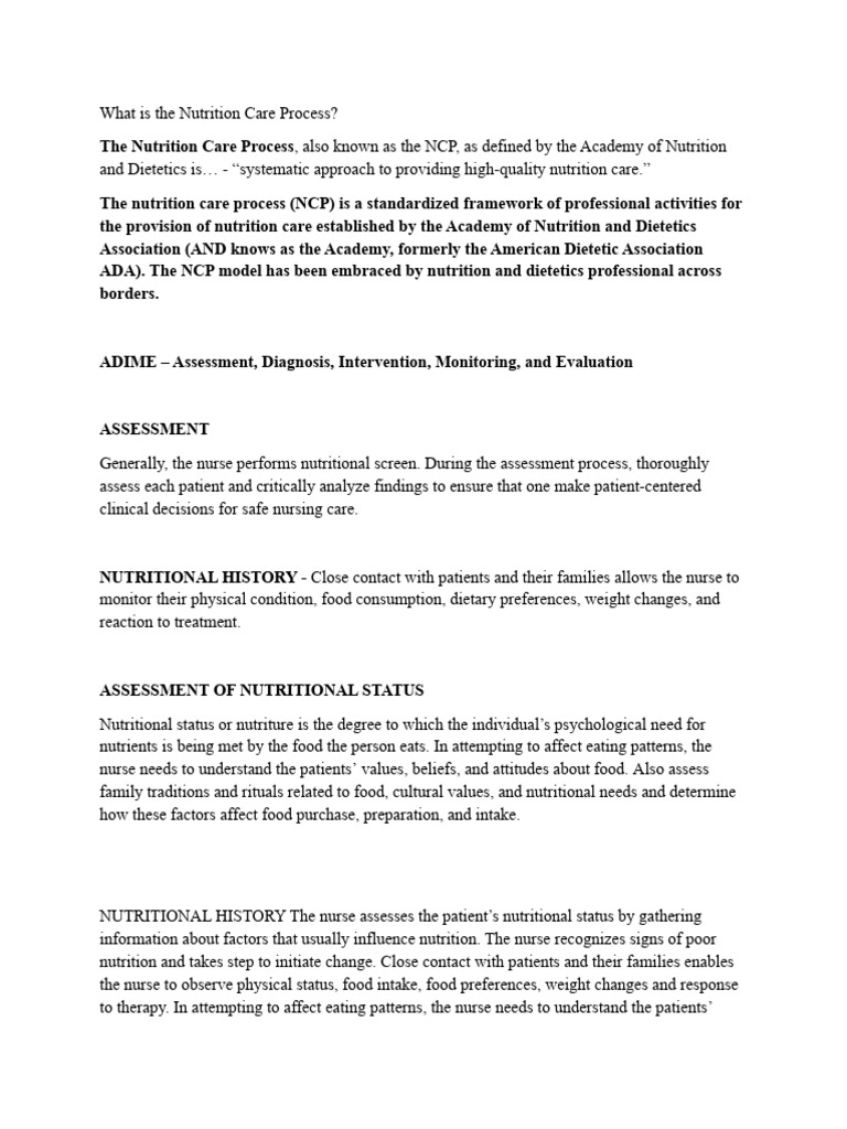Nutrition Care Process Guide | PDF | Dietitian | Eating